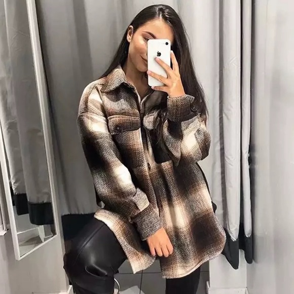 Jackets & Coats | Brand New Fall Plaid Grunge Boyfriend Fit Coat | Poshmark